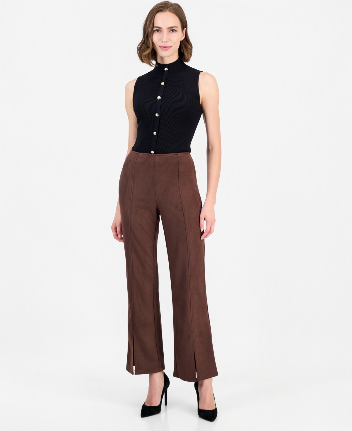 Click here for T Tahari Womens High-Waisted Flare-Leg Pants - Ric... prices