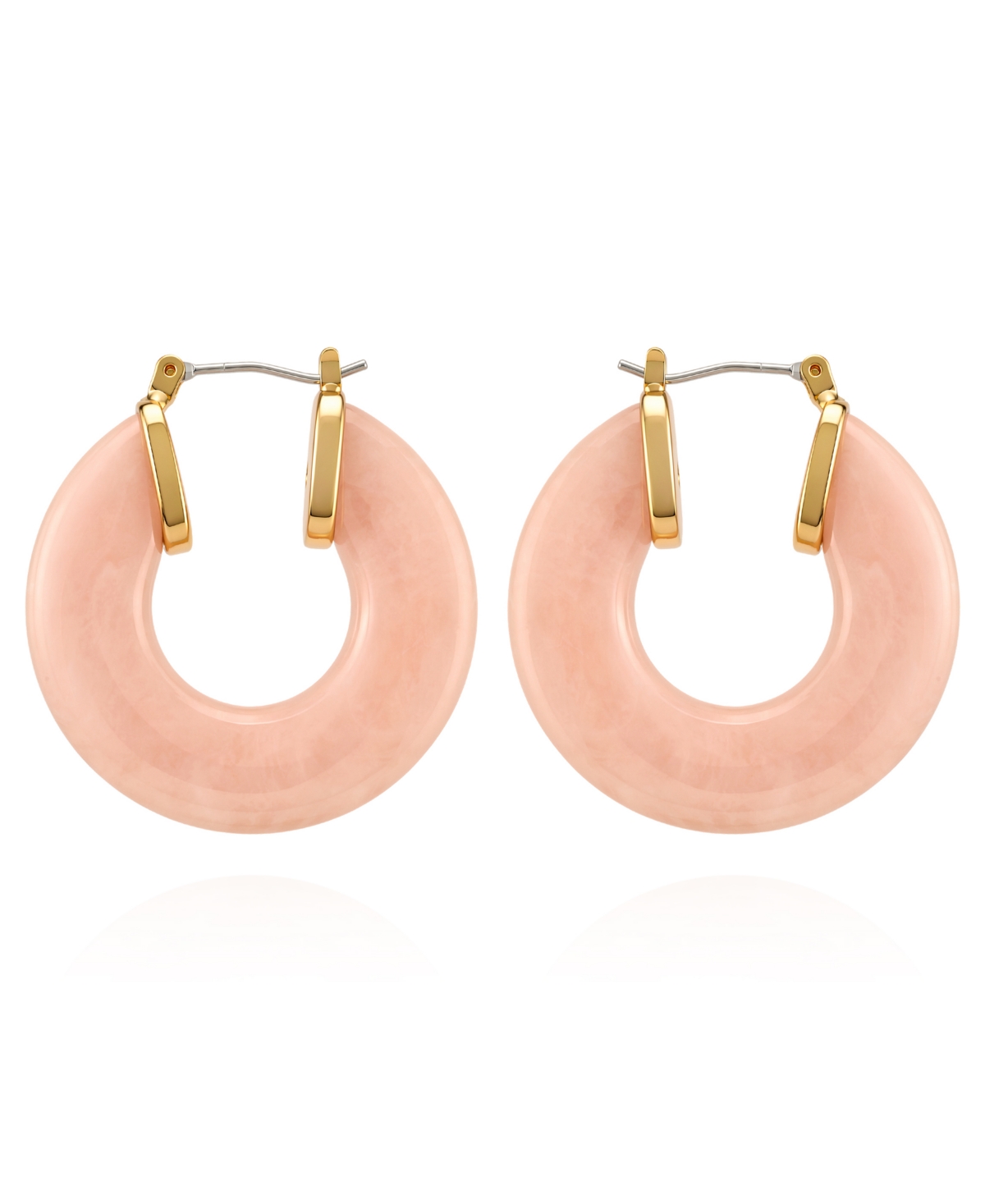 Click here for Guess Gold-Tone Rose Quartz Stone Hoop Earrings -... prices