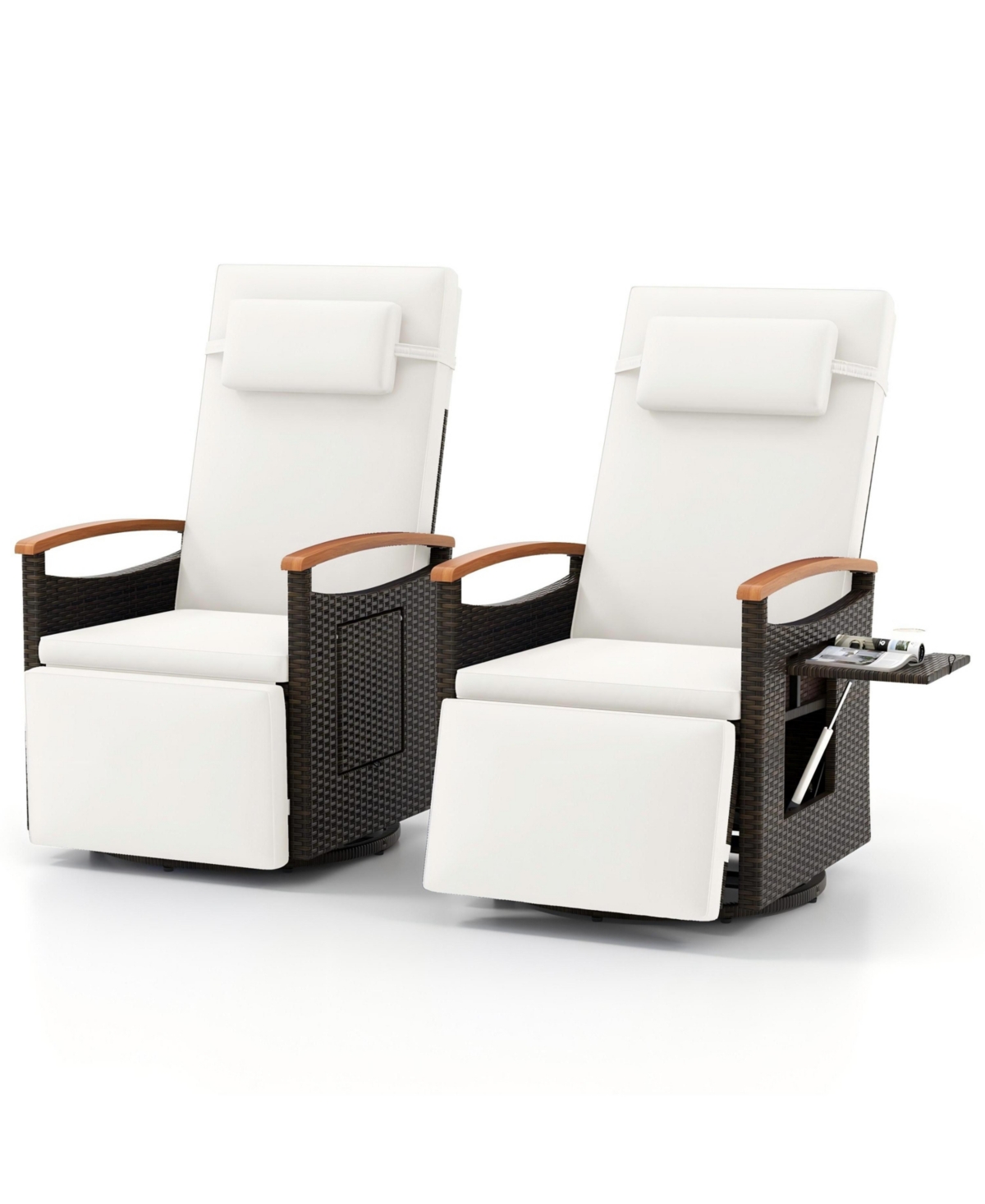Click here for Sugift Set of 2 Patio Rattan 360 Swivel Recliner C... prices