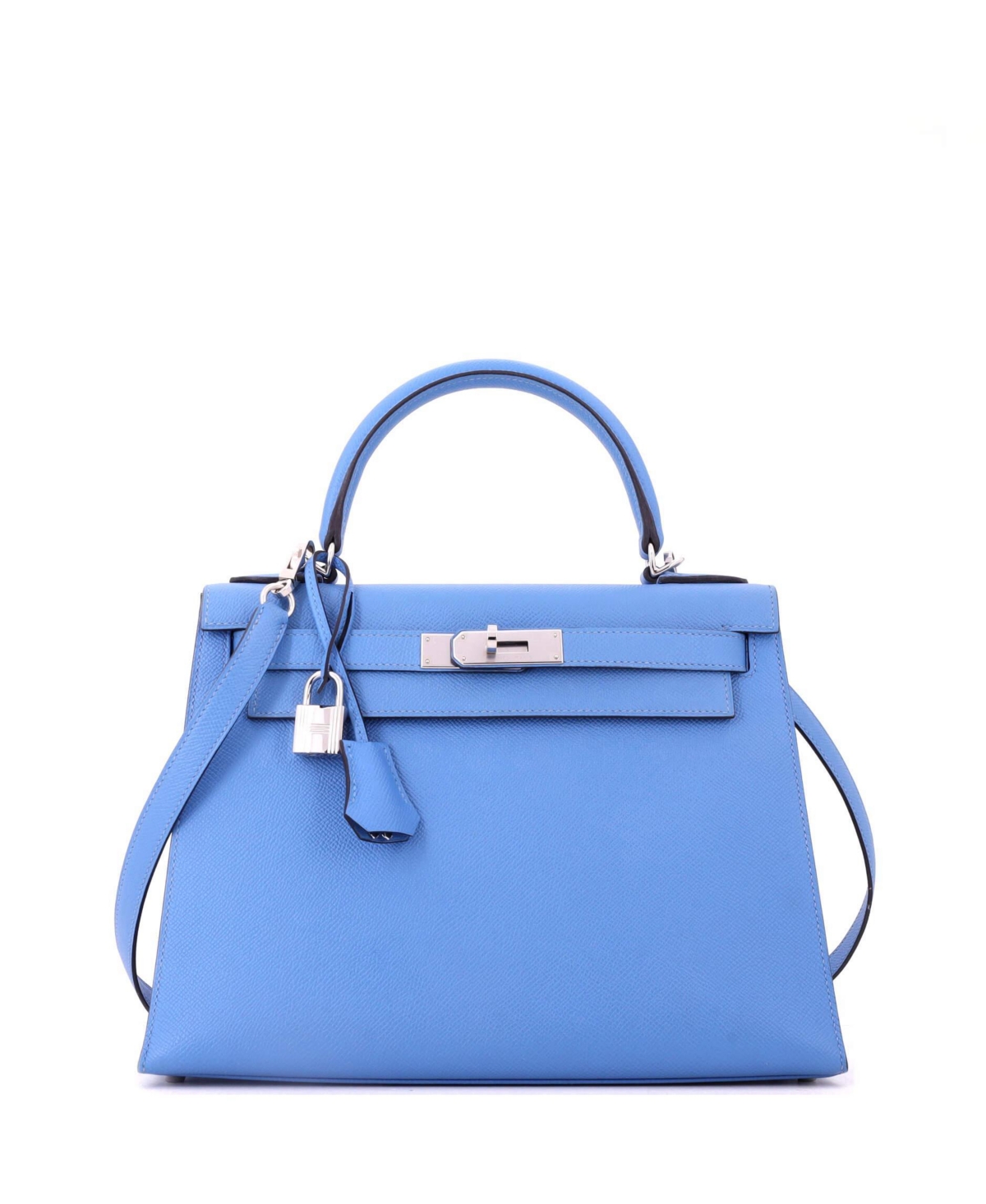 Click here for Pre-Owned HERMES Kelly 28 Handbag Blue Epsom with... prices