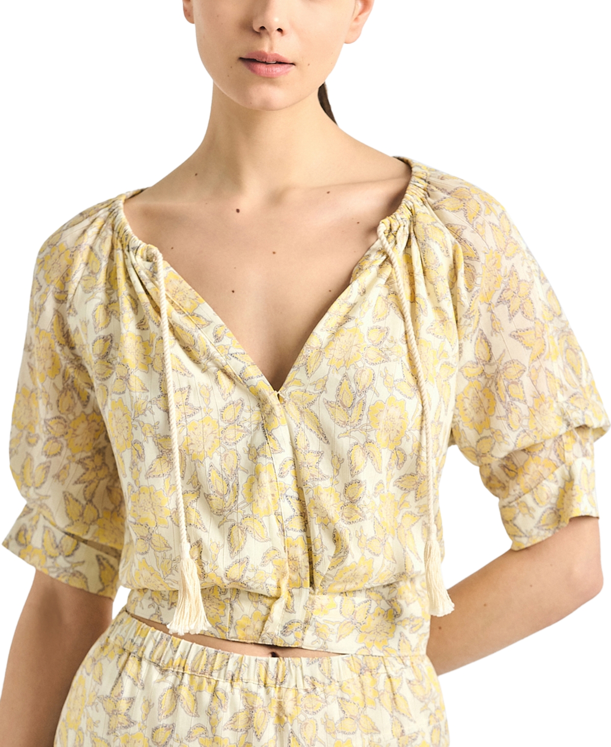 Click here for Derek Lam 10 Crosby Womens Suri Printed V-Neck Tuc... prices