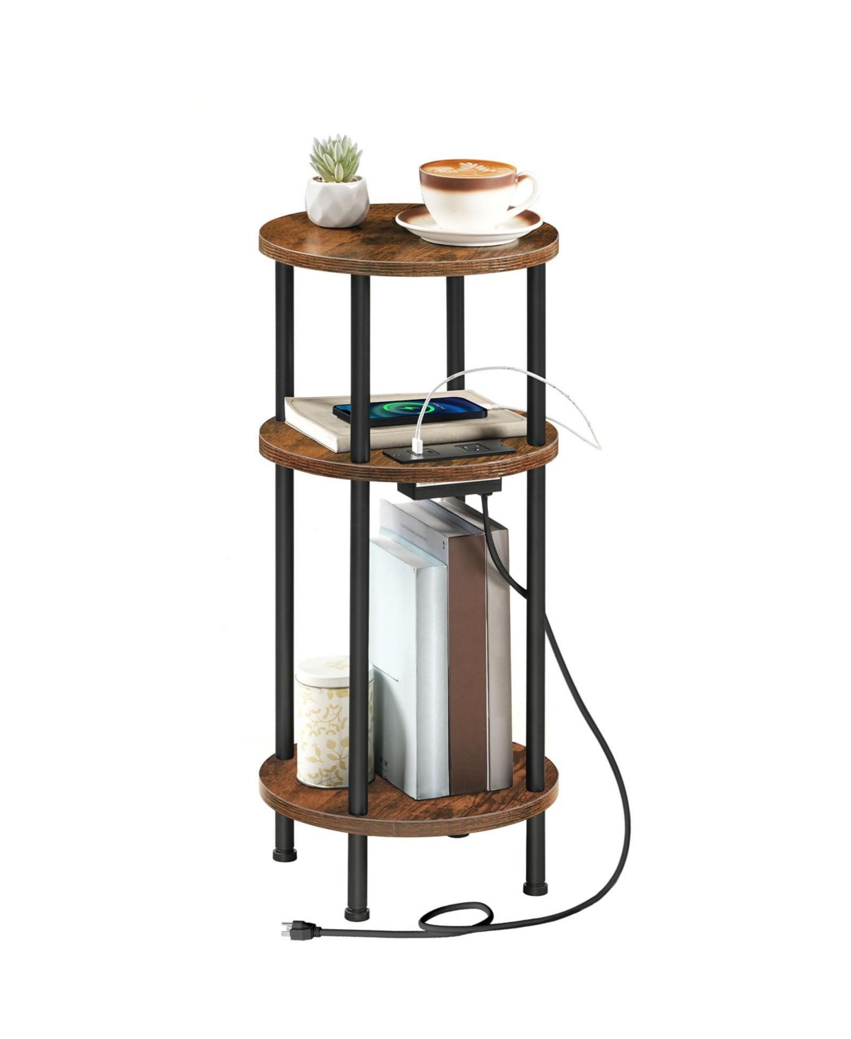 Click here for Slickblue Small Round End Table with 3-Tier Storag... prices