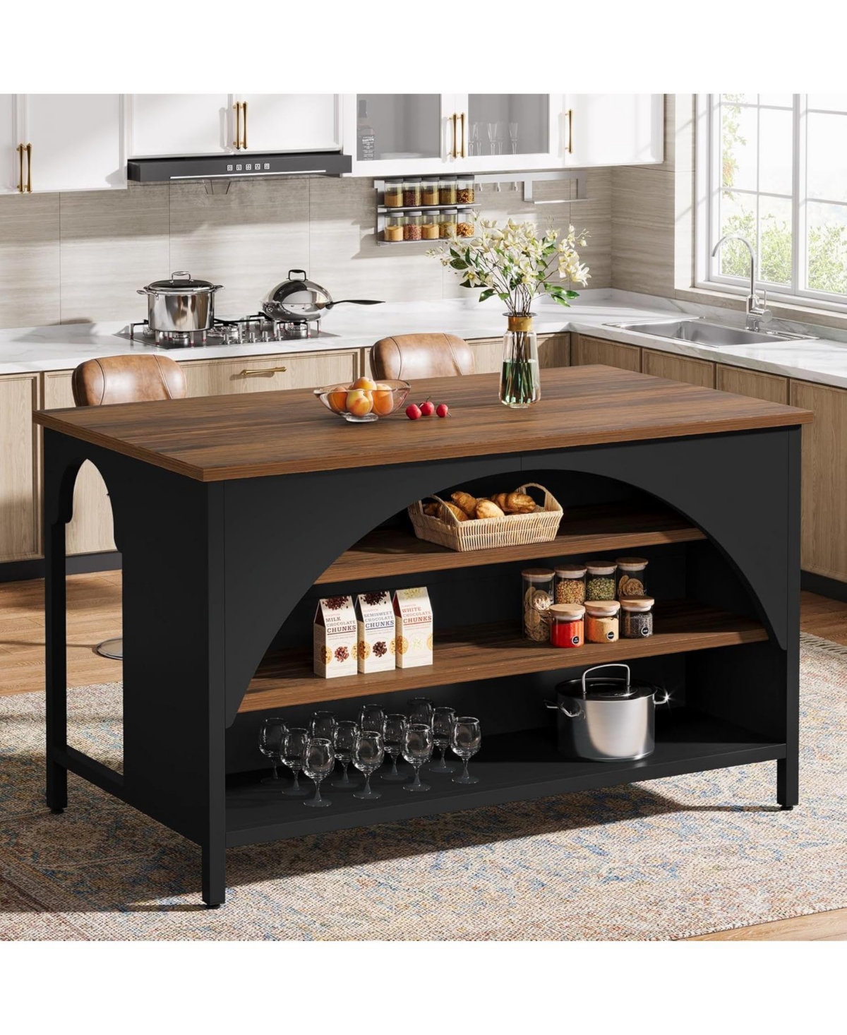 Click here for Tribesigns Kitchen Island with 3 Storage Shelves K... prices