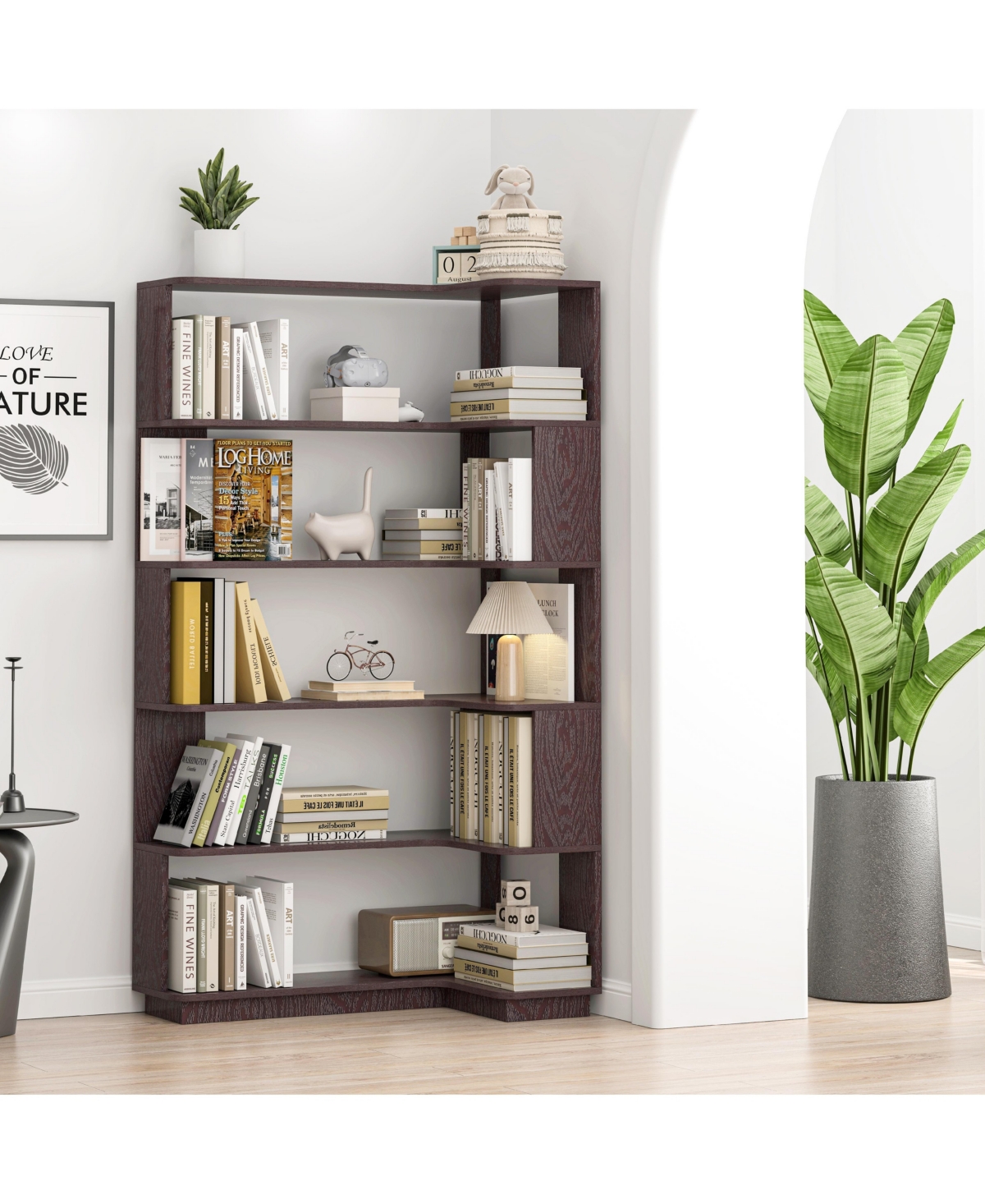 Click here for Flynama Freestanding Corner Bookshelf with Anti-Ti... prices