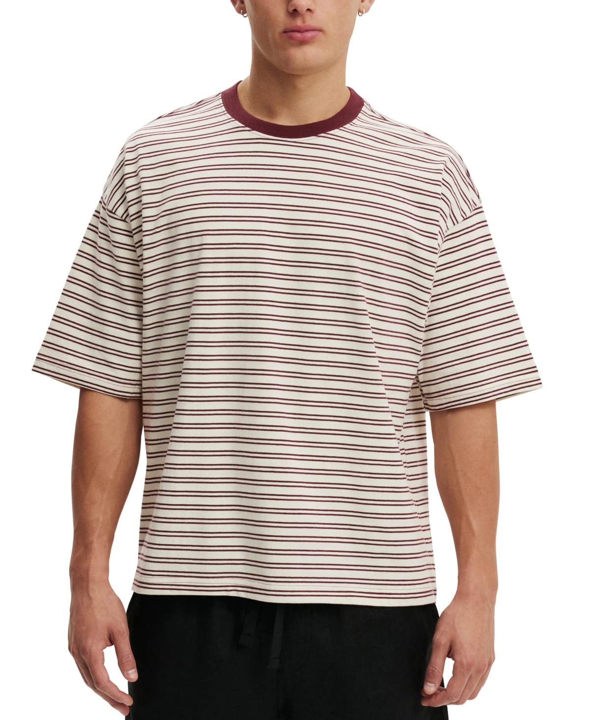 Click here for Cotton On Mens Textured Cropped Boxy-Fit T-Shirt -... prices
