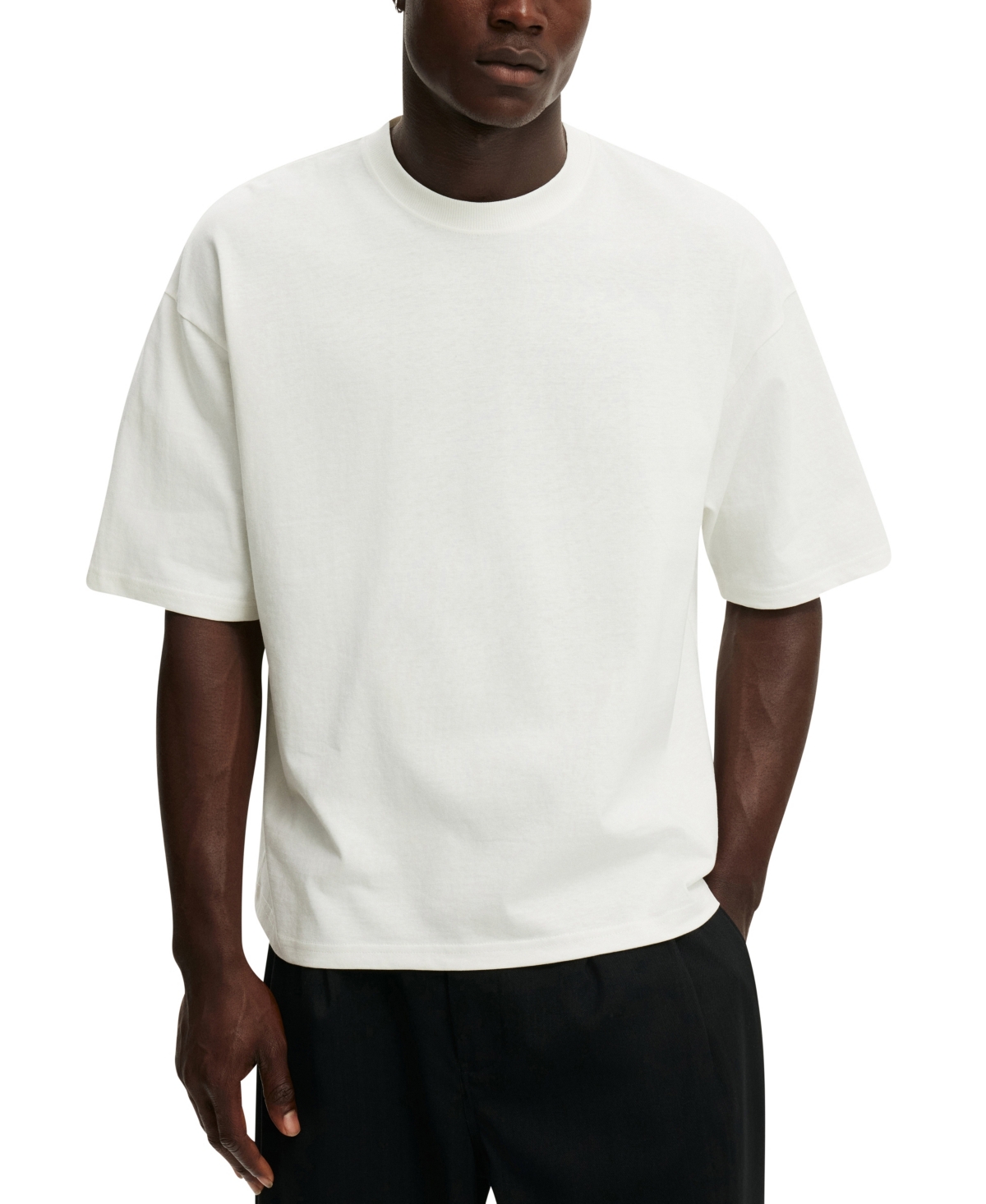 Click here for Cotton On Mens Textured Cropped Boxy-Fit T-Shirt -... prices