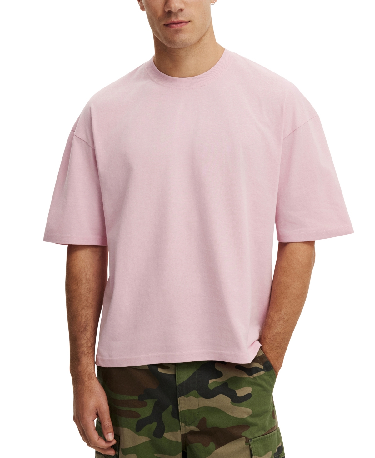 Click here for Cotton On Mens Textured Cropped Boxy-Fit T-Shirt -... prices
