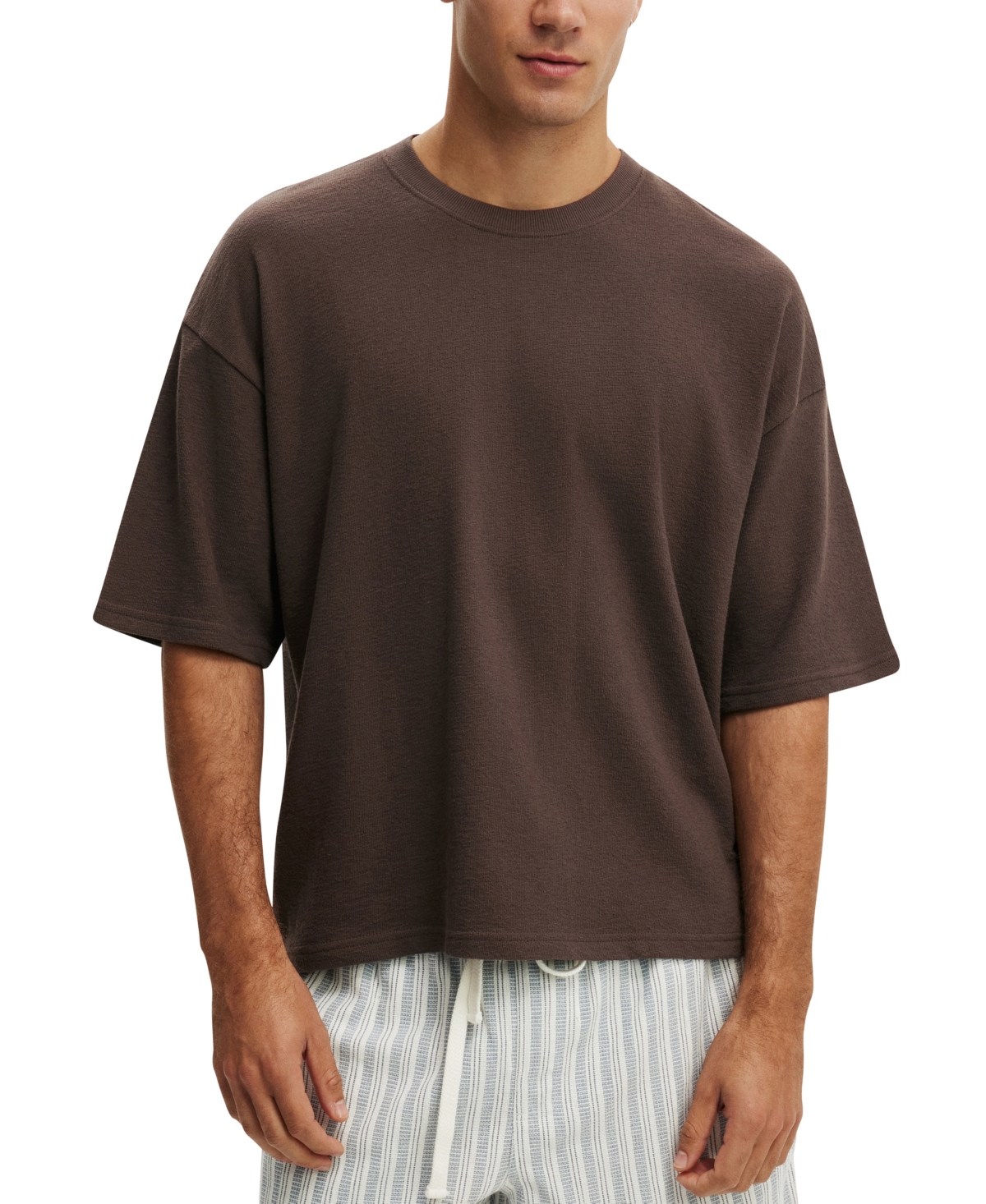 Click here for Cotton On Mens Textured Cropped Boxy-Fit T-Shirt -... prices