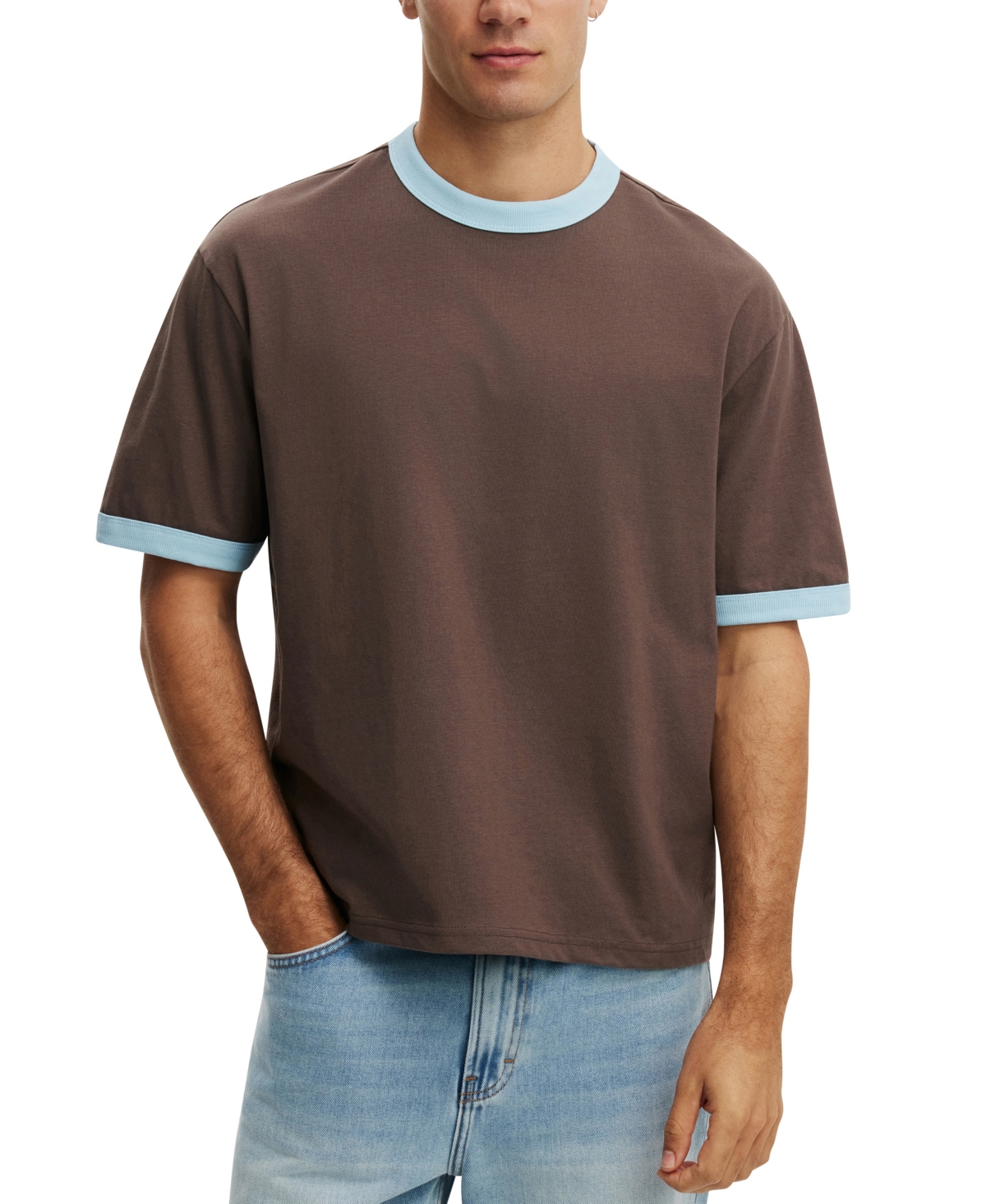 Click here for Cotton On Mens Textured Cropped Boxy-Fit T-Shirt -... prices