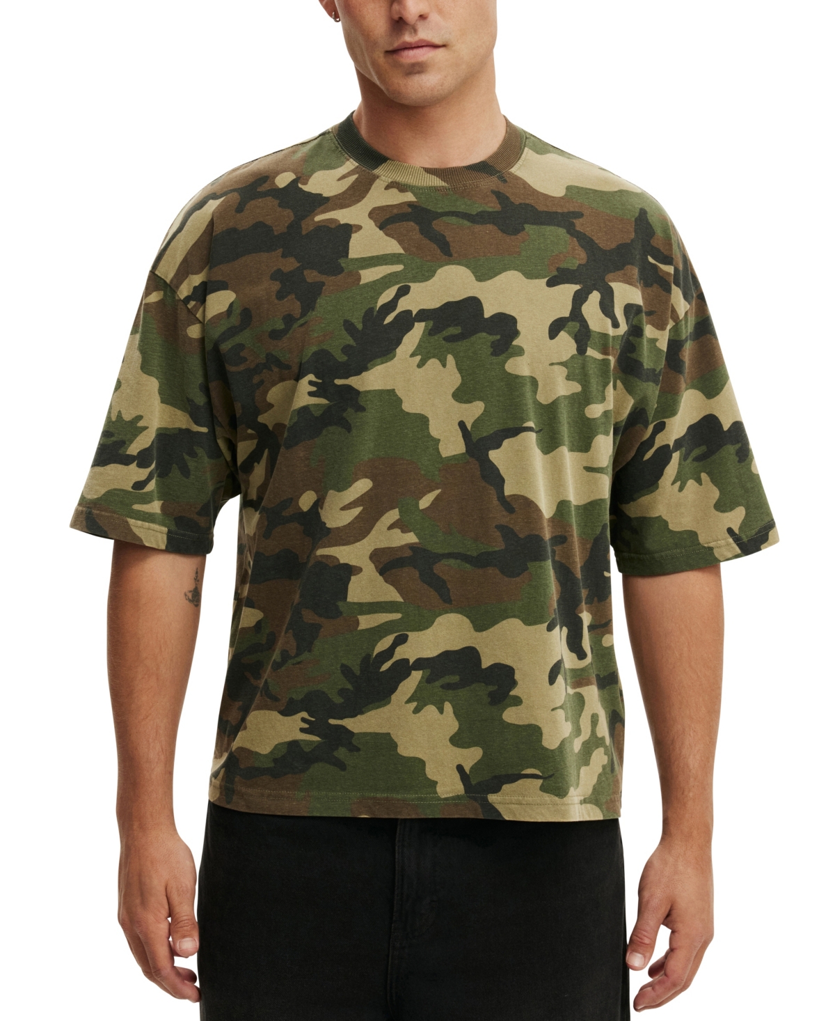 Click here for Cotton On Mens Textured Cropped Boxy-Fit T-Shirt -... prices