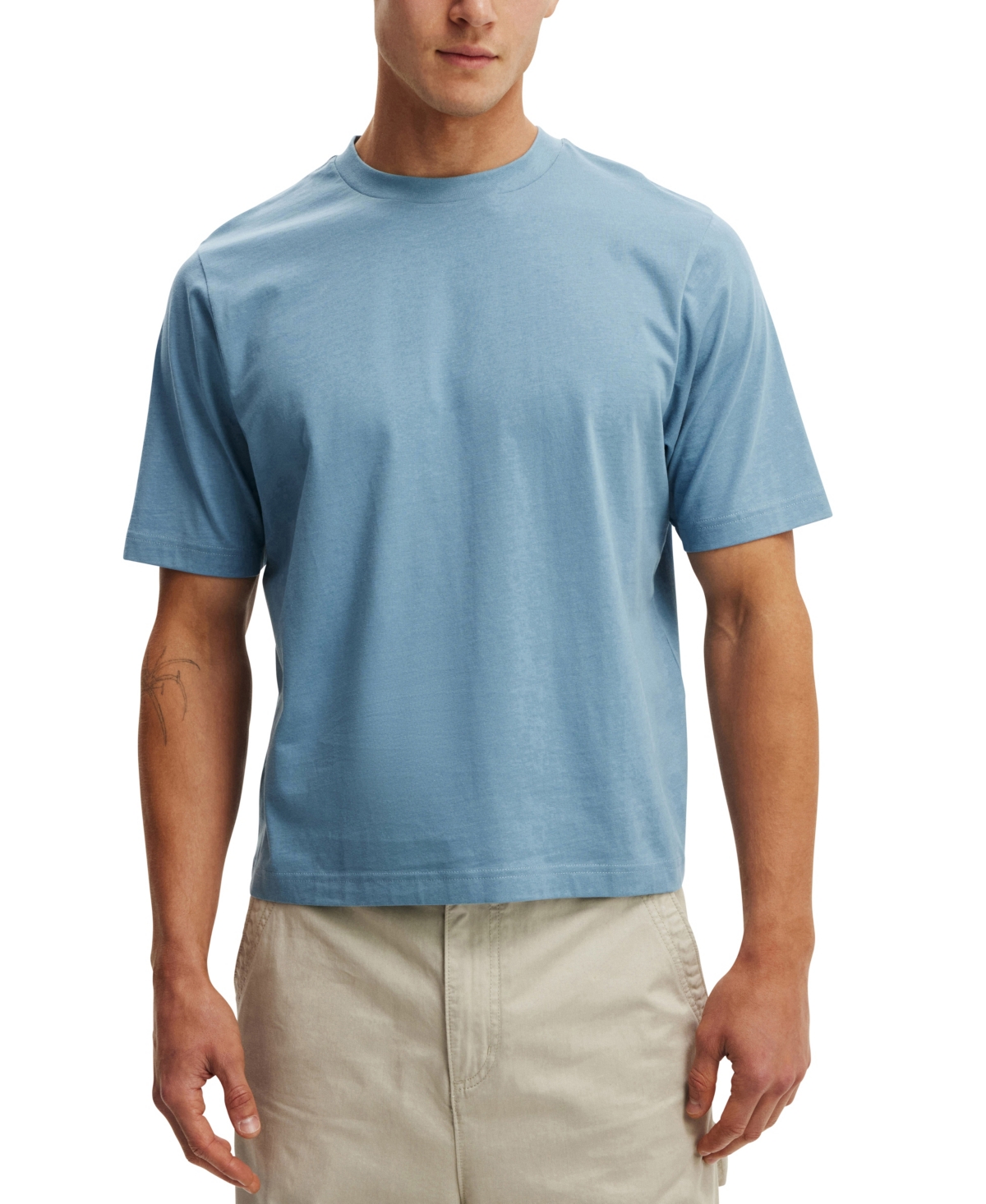 Click here for Cotton On Mens Textured Cropped Boxy-Fit T-Shirt -... prices