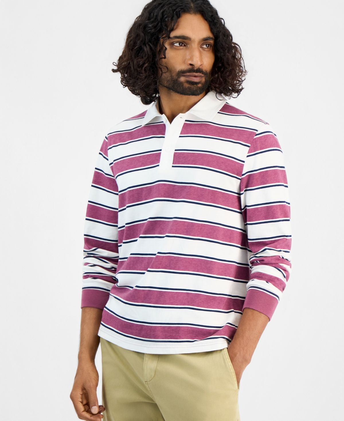 Click here for Sun + Stone Mens Long-Sleeve Striped Rugby Shirt... prices