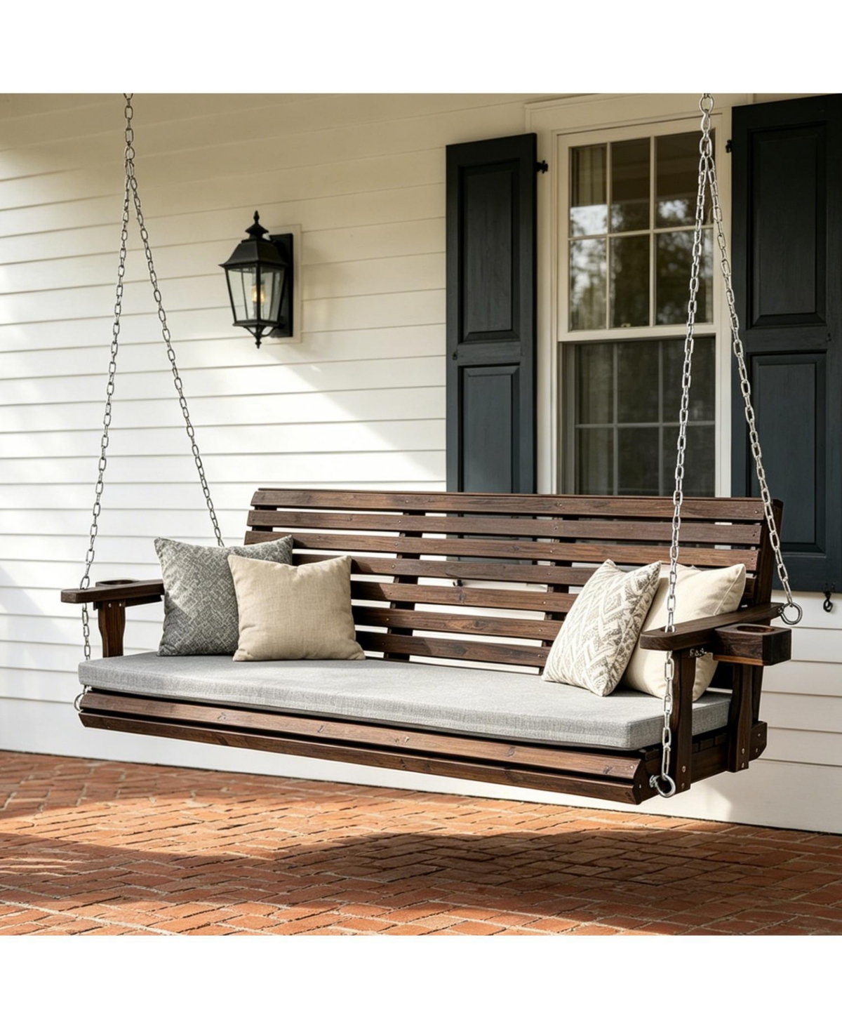 Click here for 5.5 Ft Extended 3-Seater Wooden Porch Swing with S... prices
