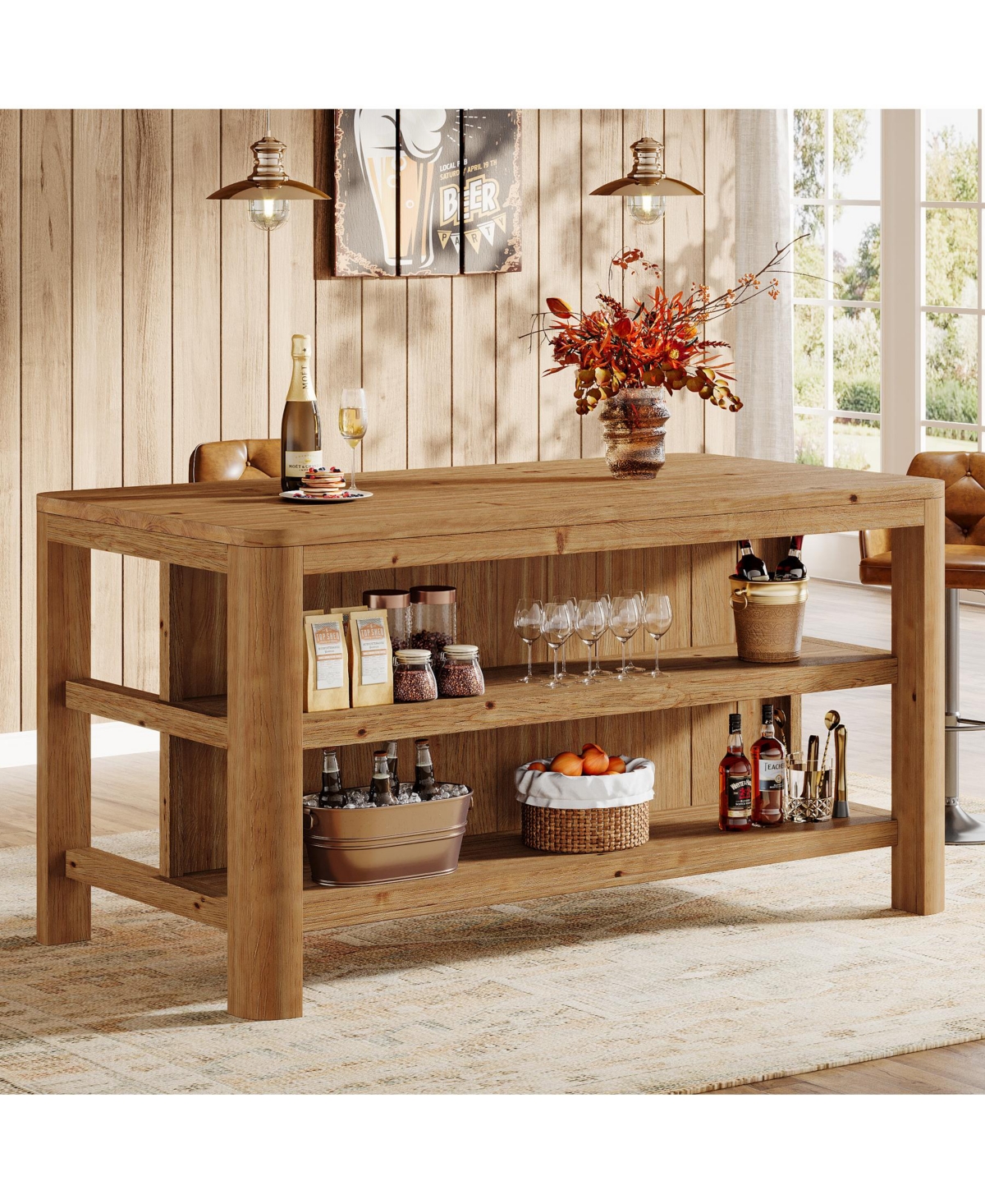 Click here for Tribesigns Solid Wood Bar Table  63-Inch Counter H... prices