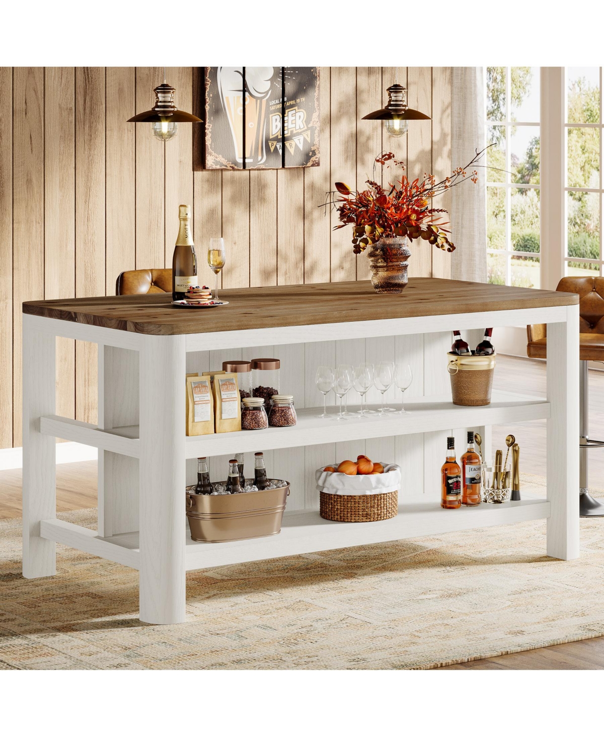 Click here for Tribesigns Solid Wood Bar Table  63-Inch Counter H... prices
