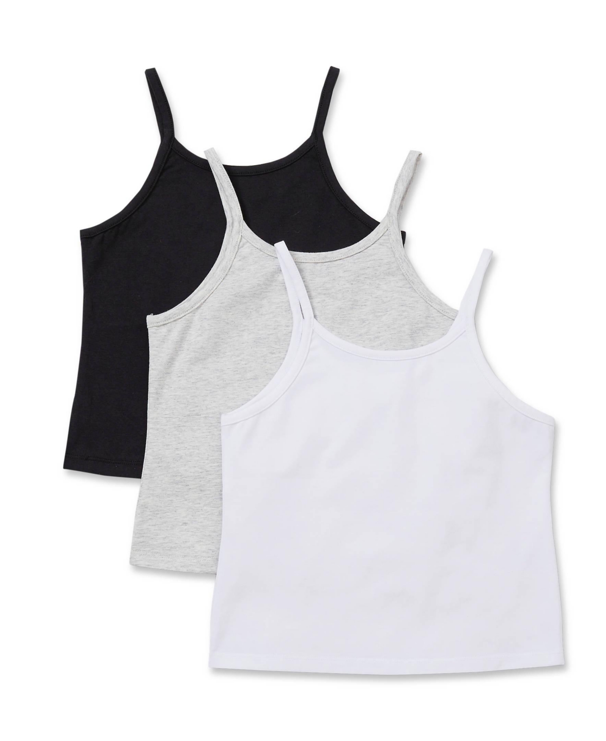 Click here for Lands End Girls Cami Tops 3 Pack - White/gray/blac... prices