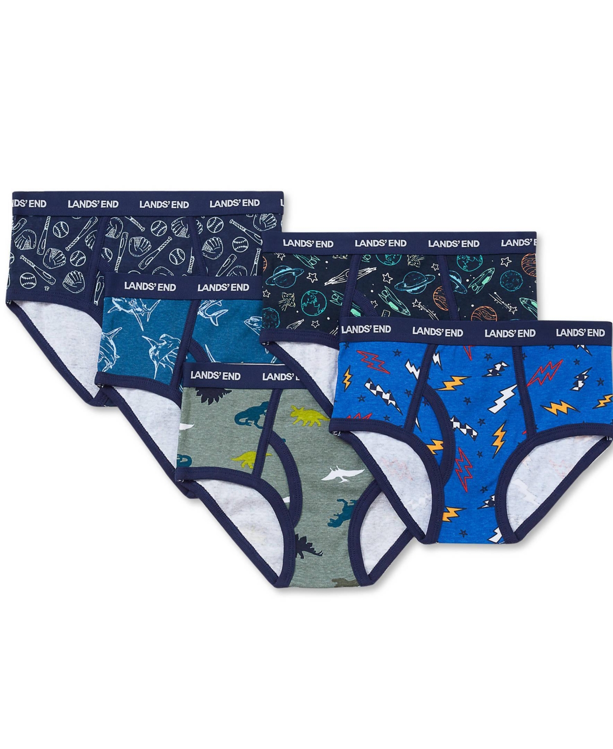 Click here for Lands End Boys Underwear Briefs 5 Pack - Navy mult... prices