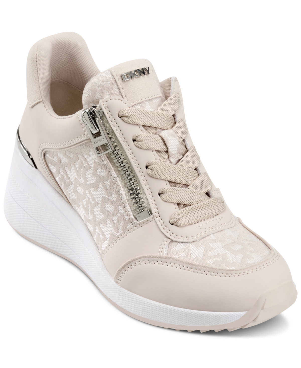 Click here for Dkny Womens Kalina Lace-Up Wedge Sneakers - Hemp prices