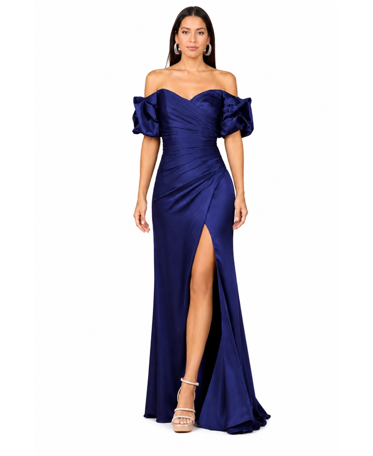 Click here for Lara Womens Off Shoulder Satin Dress with Slit - N... prices
