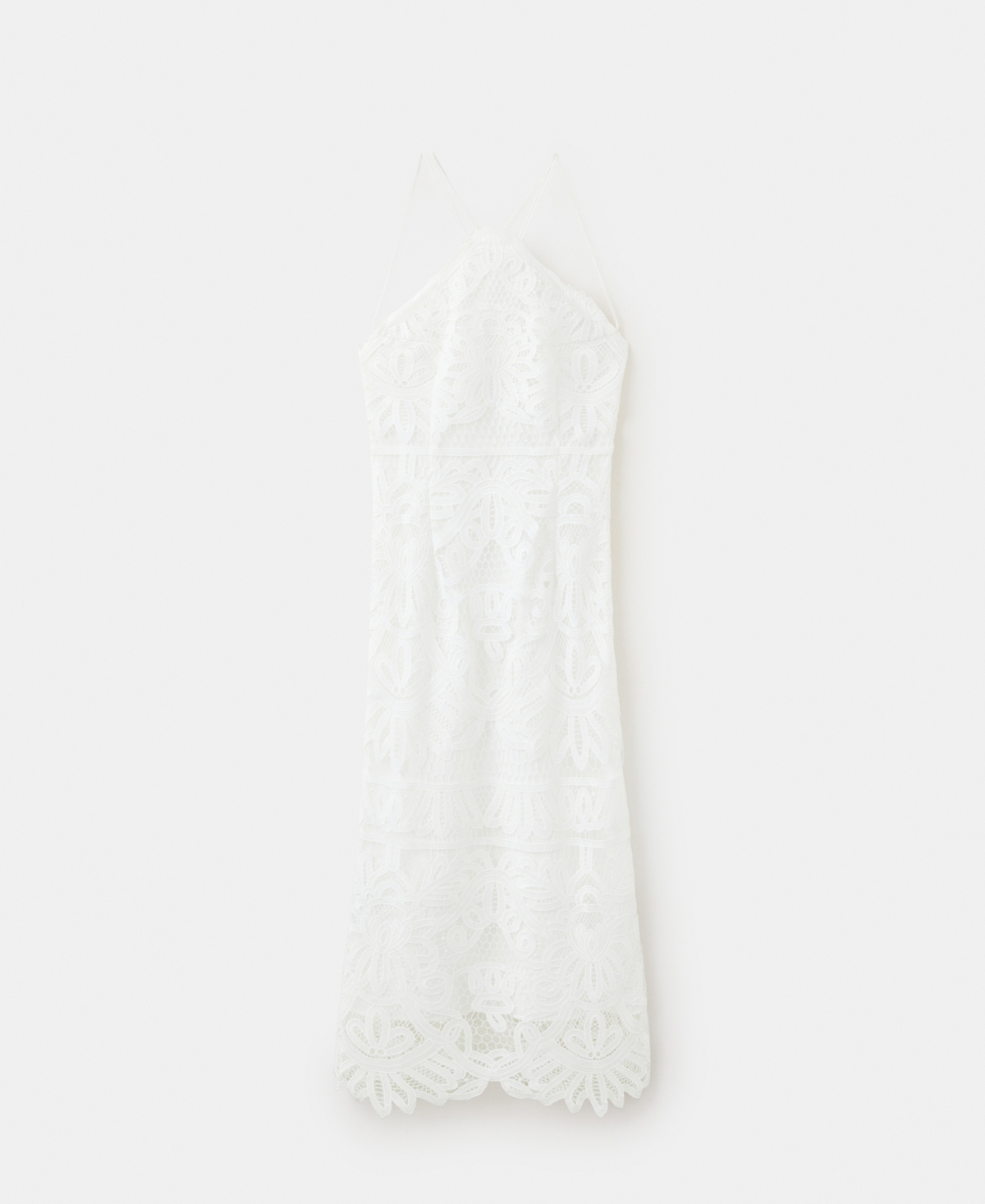 Click here for Mango Womens Crocheted Halter Dress - Natural Whit... prices