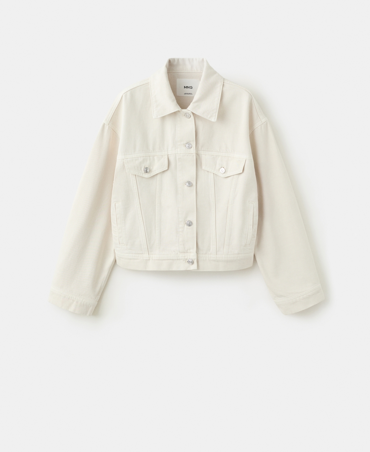 Click here for Mango Womens Pockets Denim Jacket - Light Beige prices