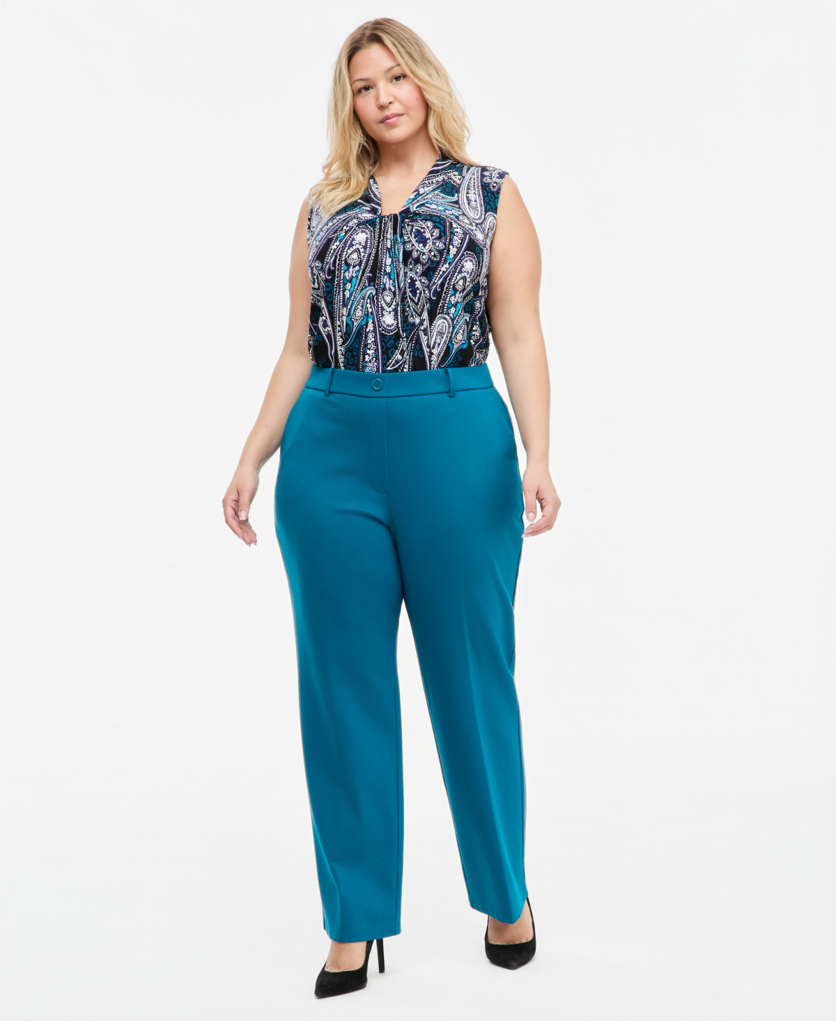 Click here for Kasper Plus Size Audrey Pull-On Mid-Rise Trousers... prices