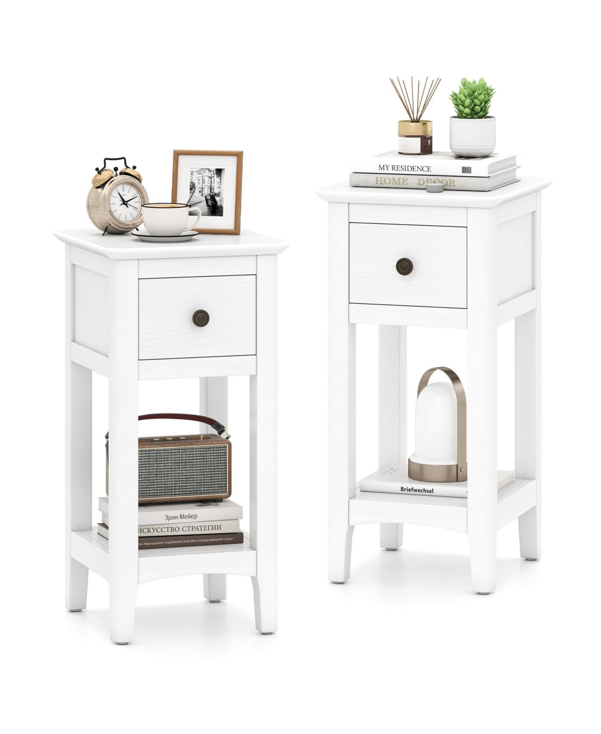 Click here for Gymax 2 Pieces Nightstand 3-Tier Bedside Table wit... prices