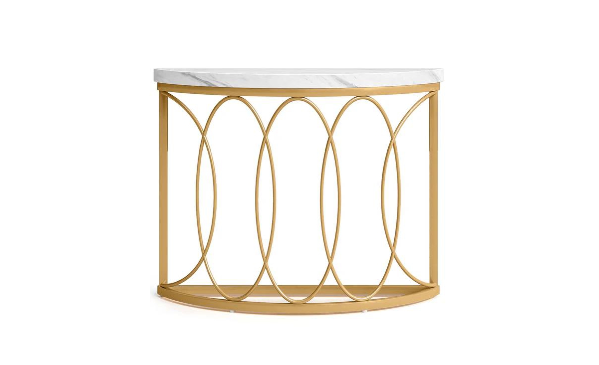 Click here for Slickblue Faux Marble Half Moon Console Table for... prices