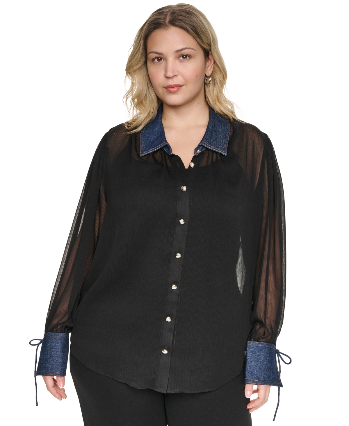 Click here for Karl Lagerfeld Paris Plus Size Mixed Media Collare... prices