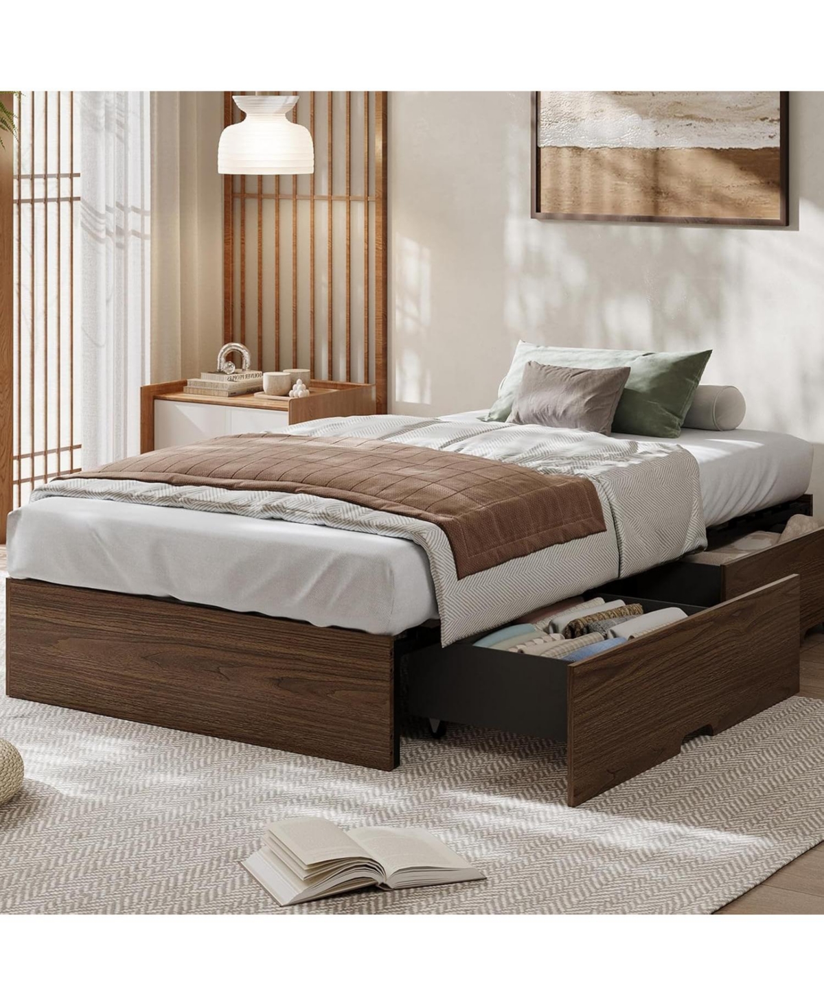 Click here for gaomon Wood Platform Bed Frame with 2 Storage Draw... prices