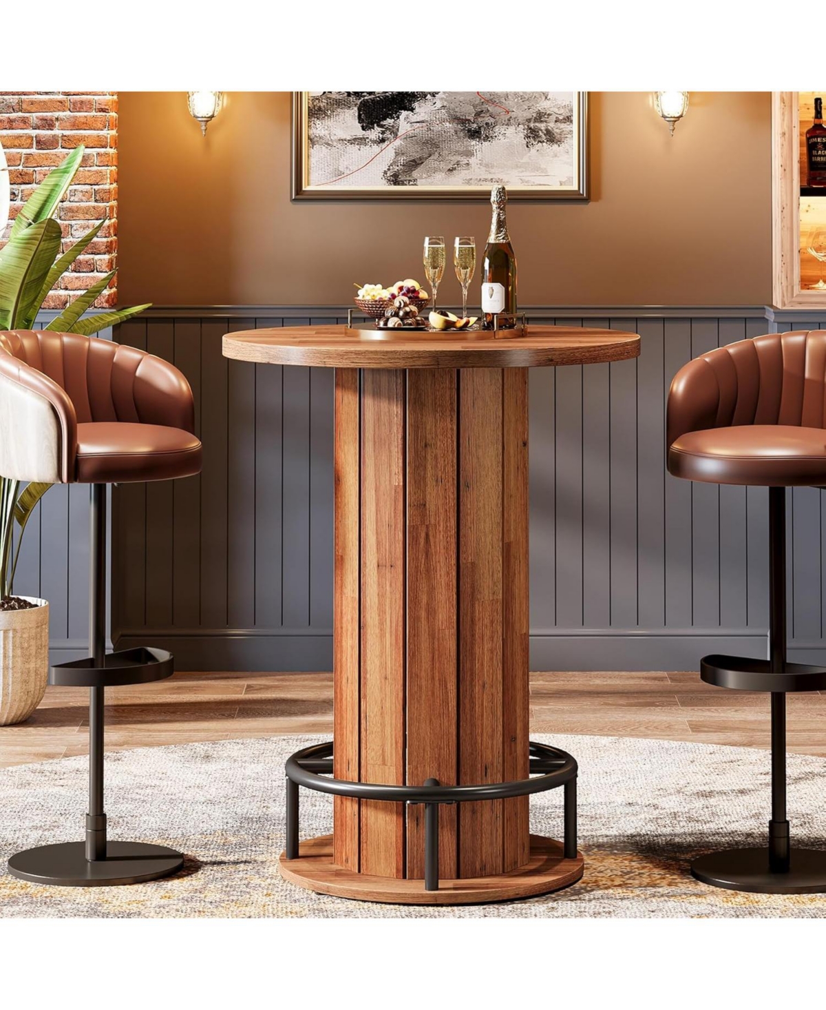 Click here for Tribesigns Round Bar Table  39.4 H Wood Bistro Pub... prices