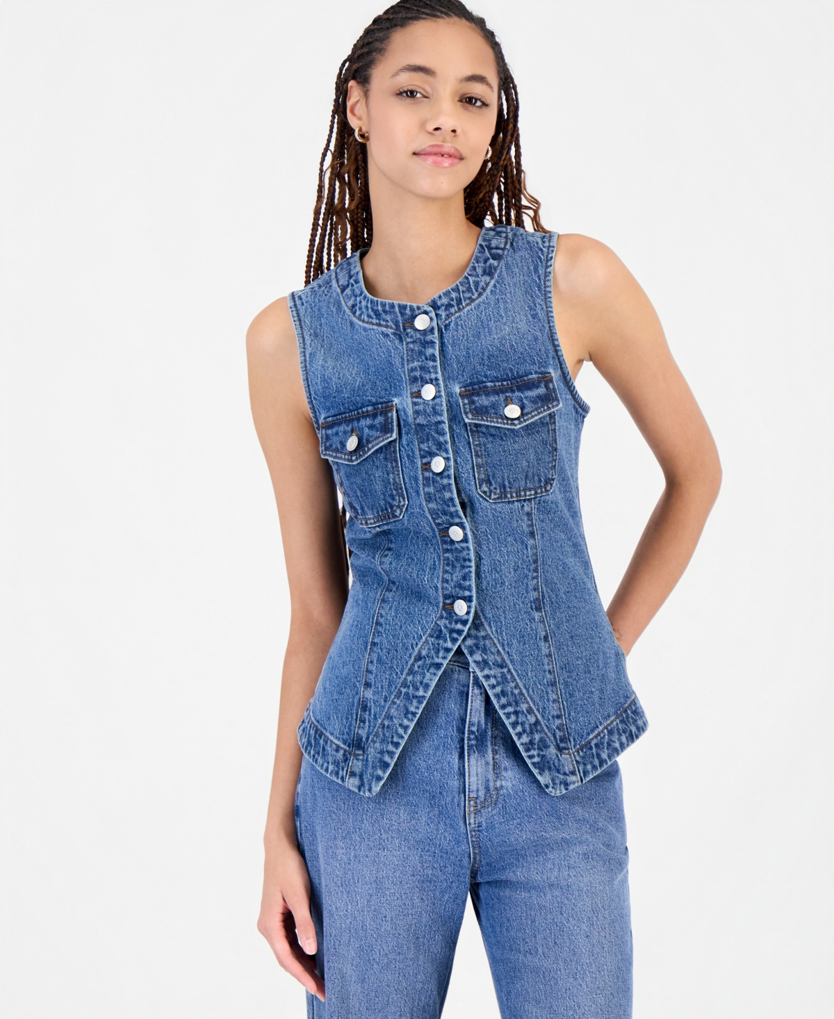 Click here for And Now This Womens Button-Front Denim Vest  Macys... prices