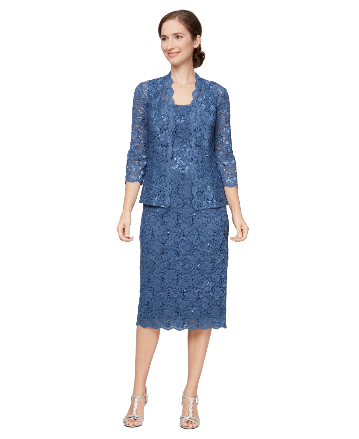 Click here for Sl Fashions 2-Pc. Lace Jacket & Midi Dress Set - W... prices