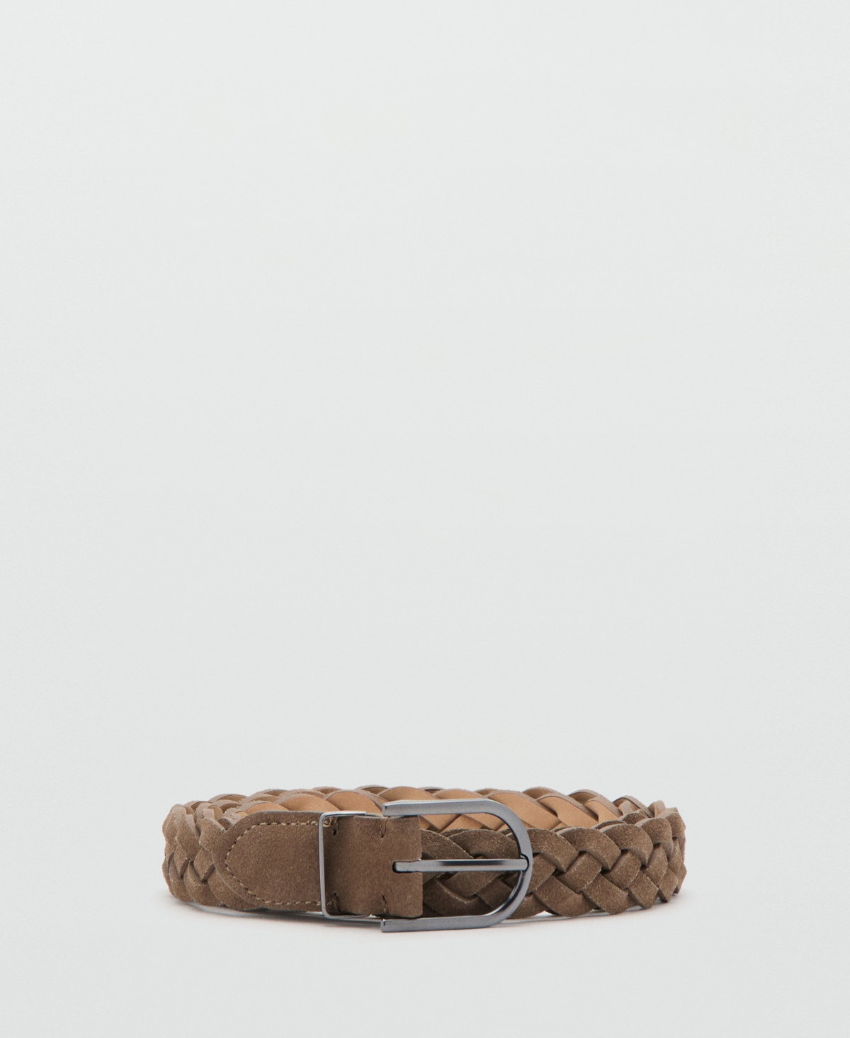 Click here for Mango Mens Braided Leather Belt - Medium Brown prices