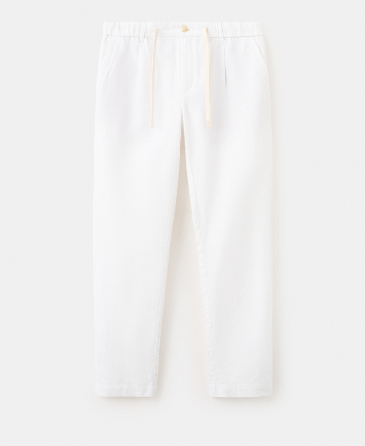 Click here for Mango Mens Slim-Fit Cropped Cotton-Linen Pants - O... prices