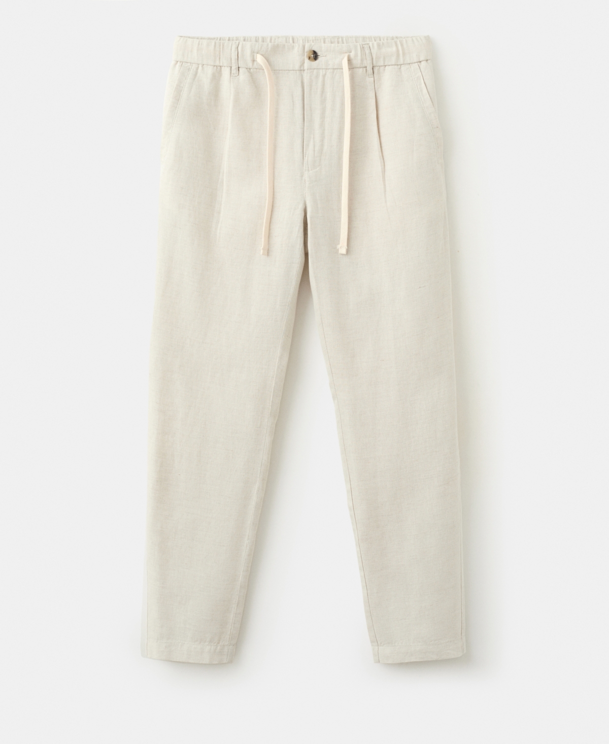 Click here for Mango Mens Slim-Fit Cropped Cotton-Linen Pants - E... prices
