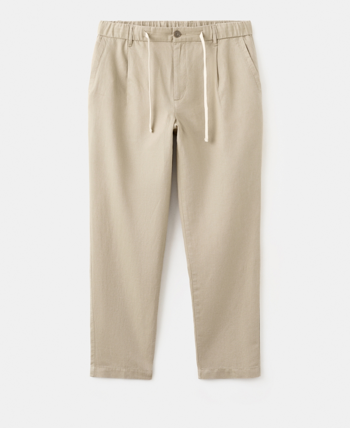 Click here for Mango Mens Slim-Fit Cropped Cotton-Linen Pants - B... prices