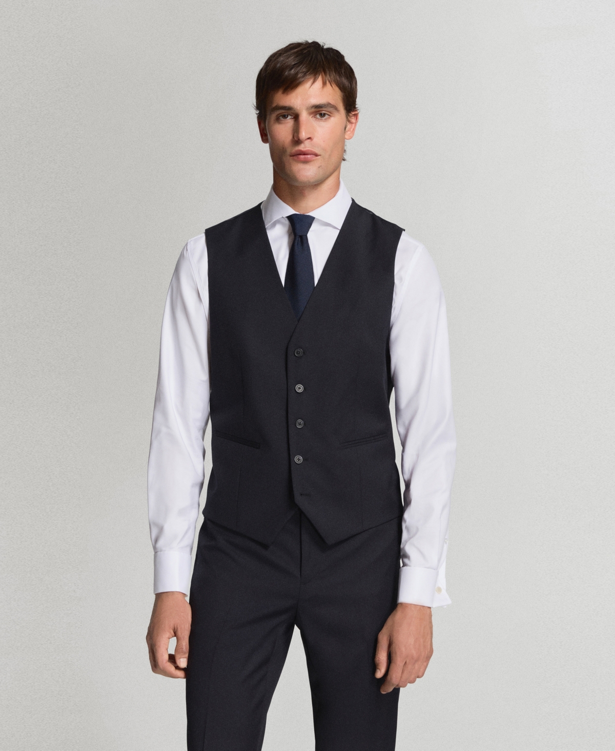 Click here for Mango Mens Turin Wool Suit Vest - Navy prices