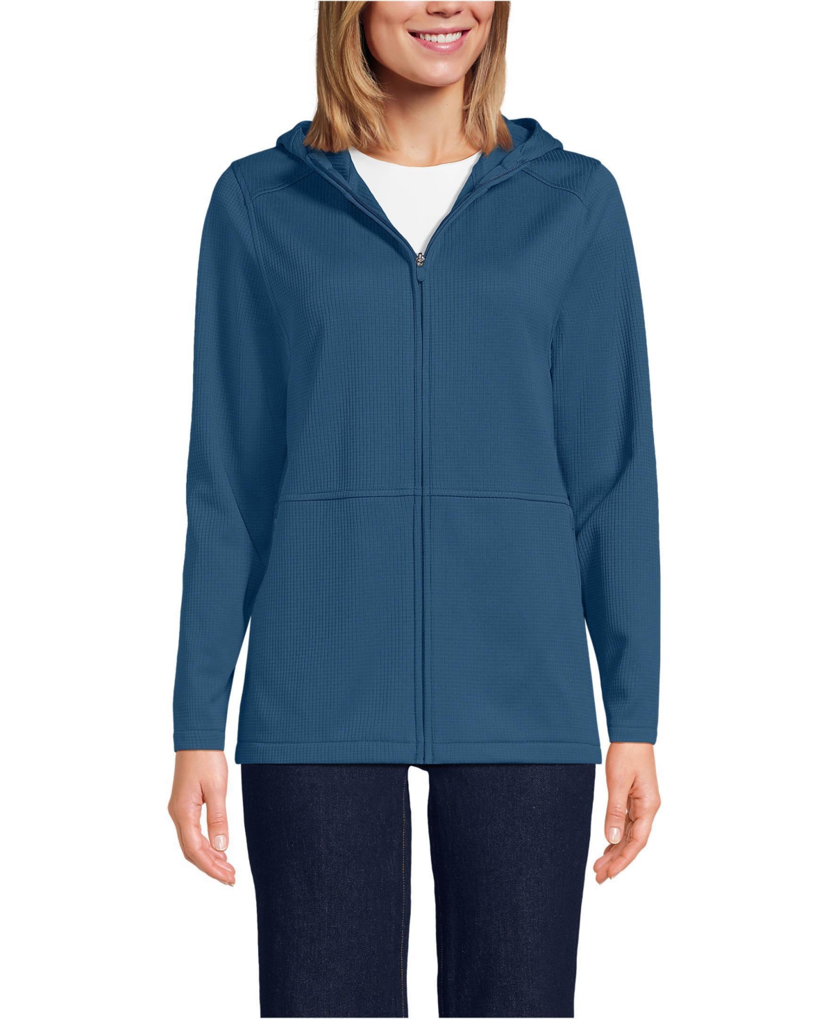 Click here for Lands End Mens Unisex Grid Tech Hooded Zip Front J... prices
