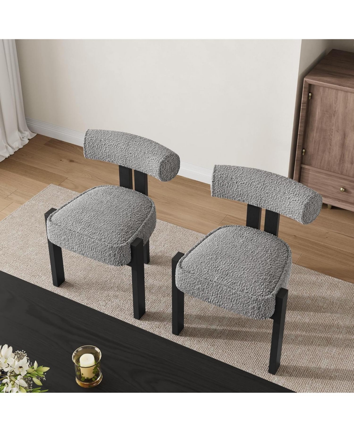 Click here for homfan 2-Piece Upholstered Boucle Dining Chair Set... prices