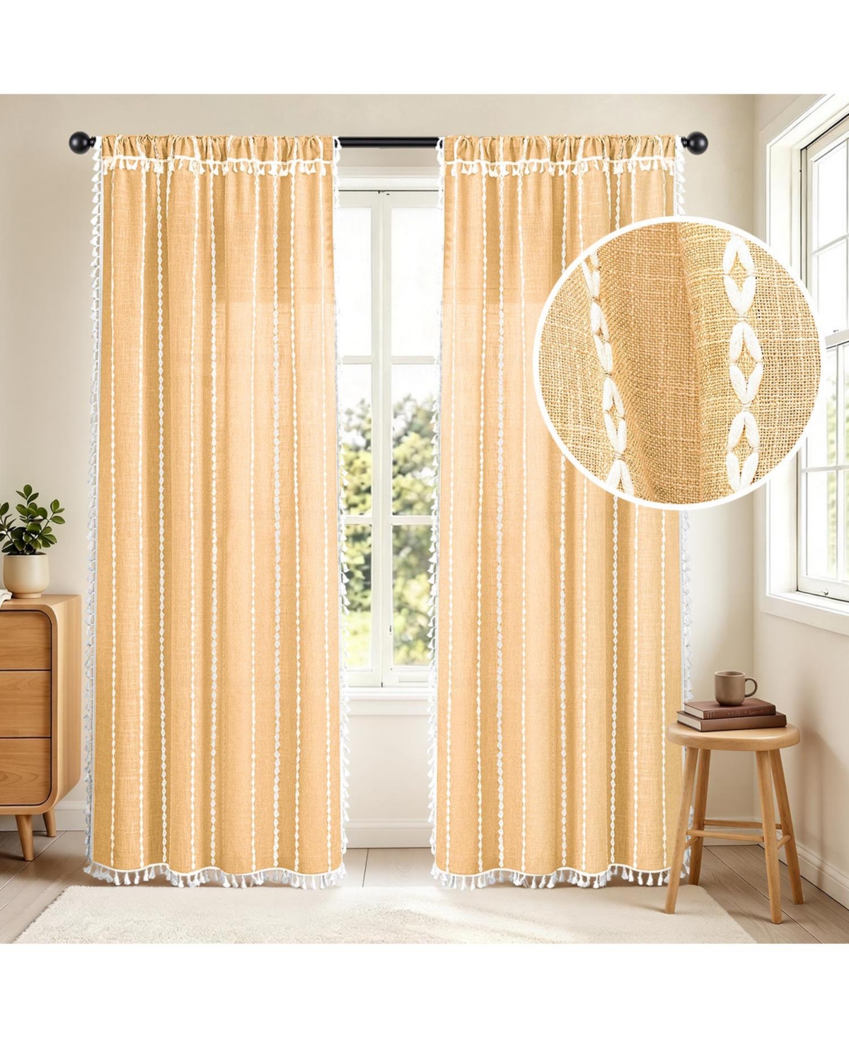 Click here for Awesome Home Casual Fringe Light Filtering Curtain... prices