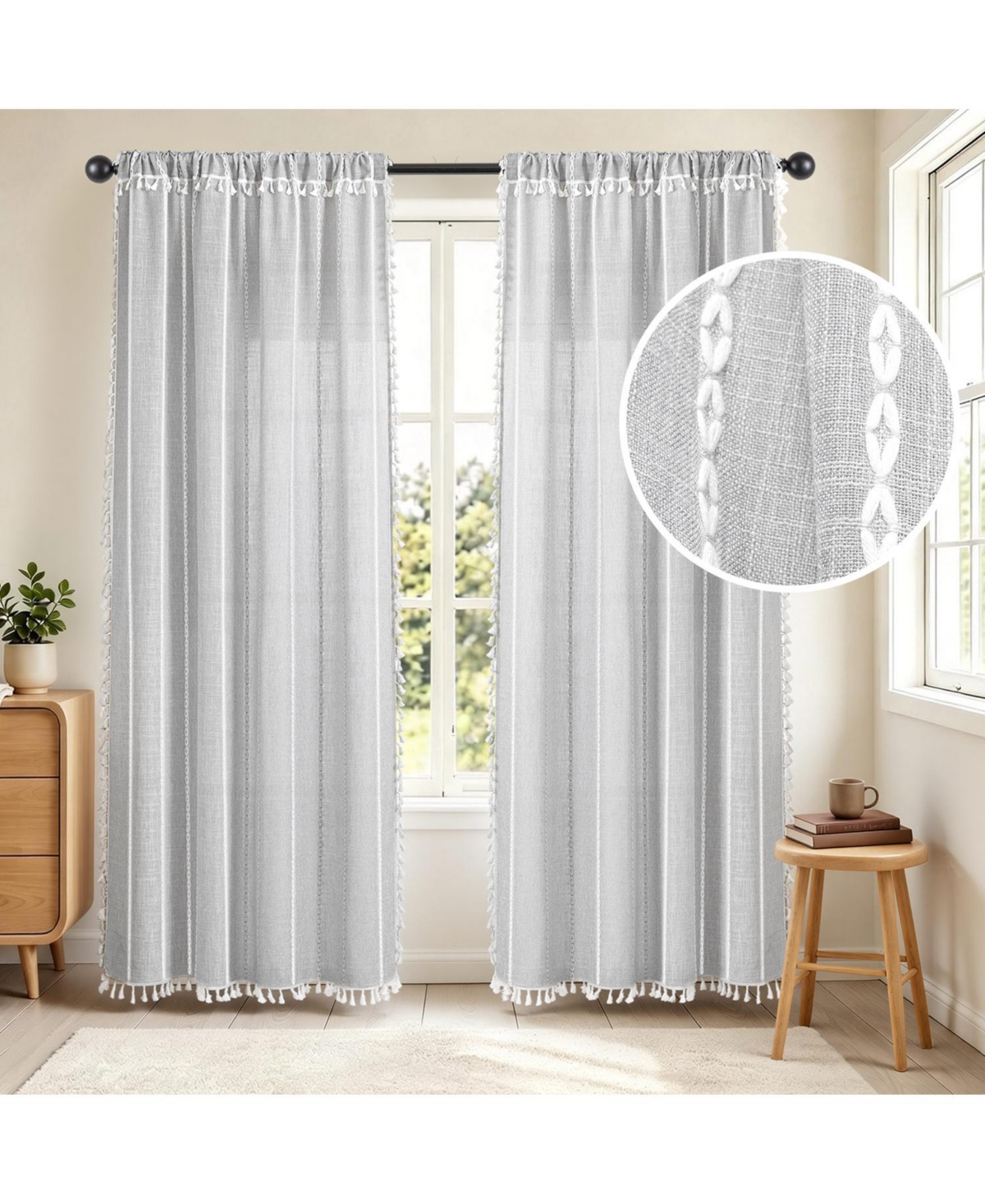 Click here for Awesome Home Casual Fringe Light Filtering Curtain... prices