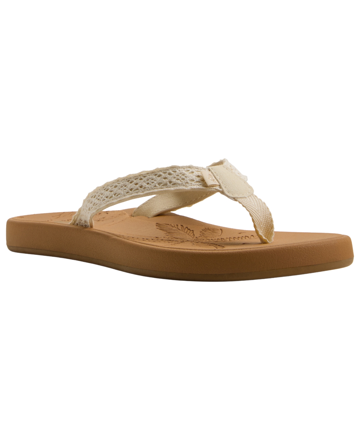 Click here for Roxy Womens Gianna Slip-On Flat Sandals - Ivory La... prices