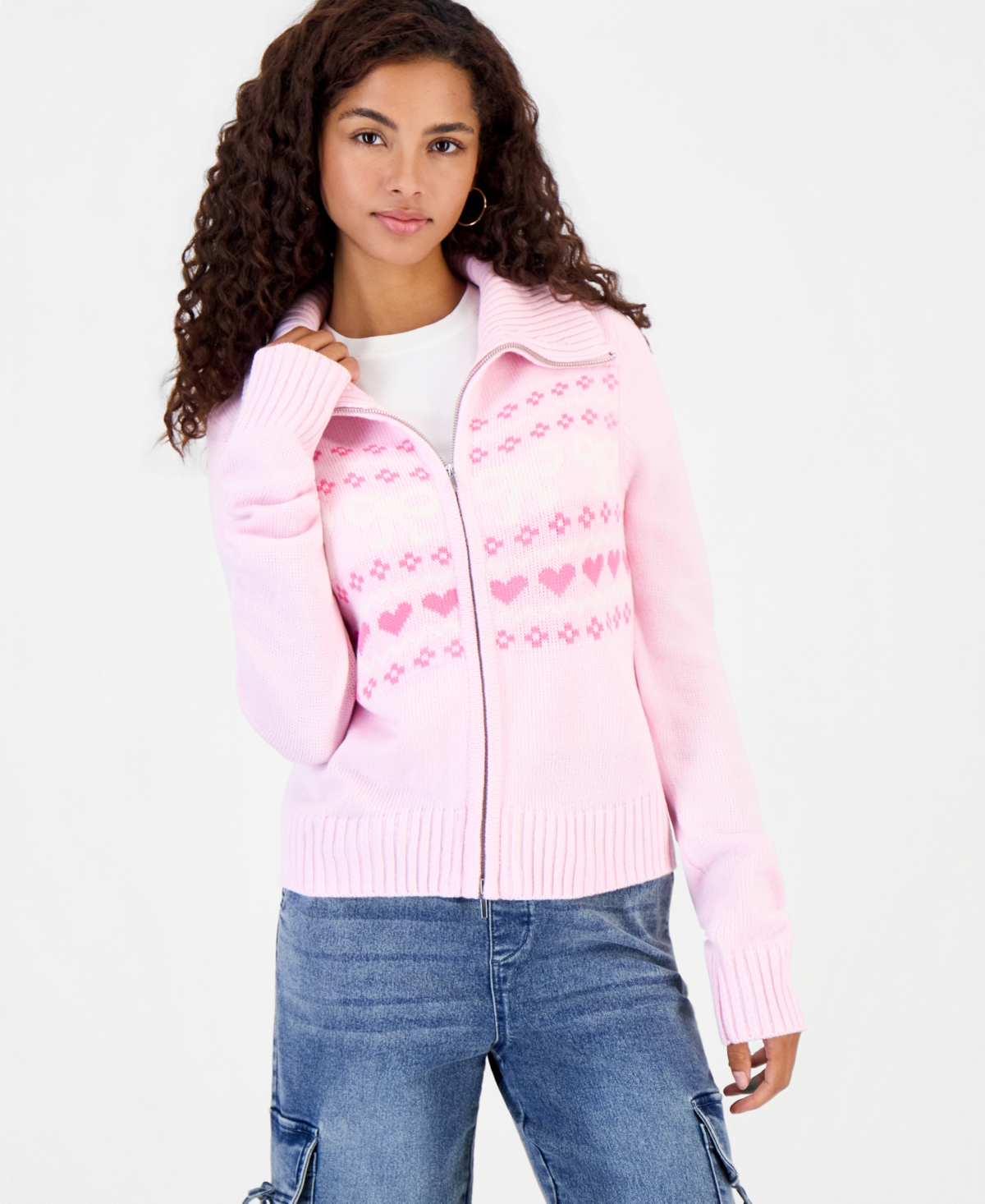 Click here for Hooked Up by Iot Juniors Fair Isle Double Zip Card... prices