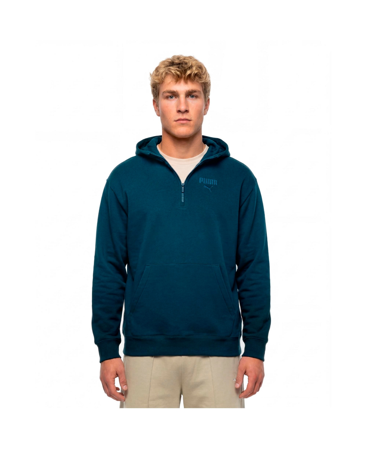 Click here for Puma Mens Flocked Logo Half-Zip Hoodie - Midnight... prices