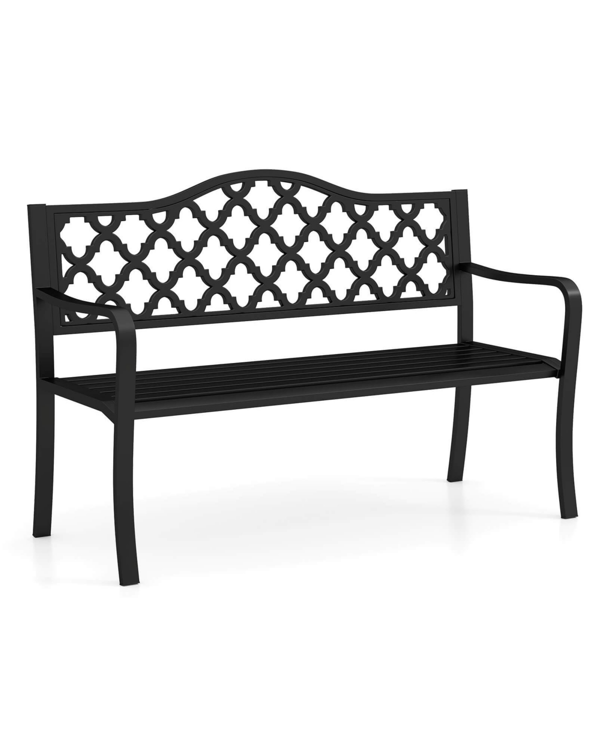 Click here for Costway Patio Bench Slatted Metal Garden Bench for... prices