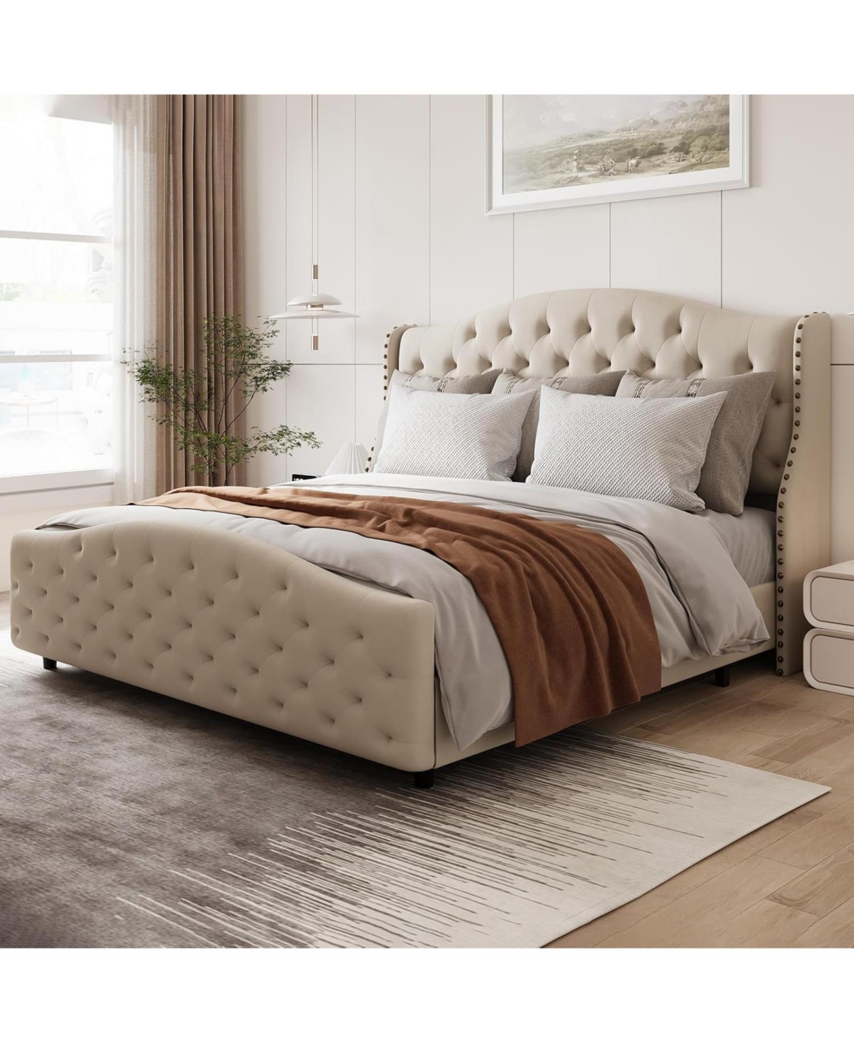 Click here for gaomon 2 Pack Queen Bed Frame with Wingback Headbo... prices