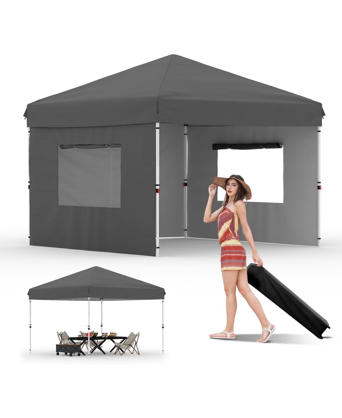 Click here for gaomon 10x10 Ft Pop Up Canopy Tent with 3 Sidewall... prices