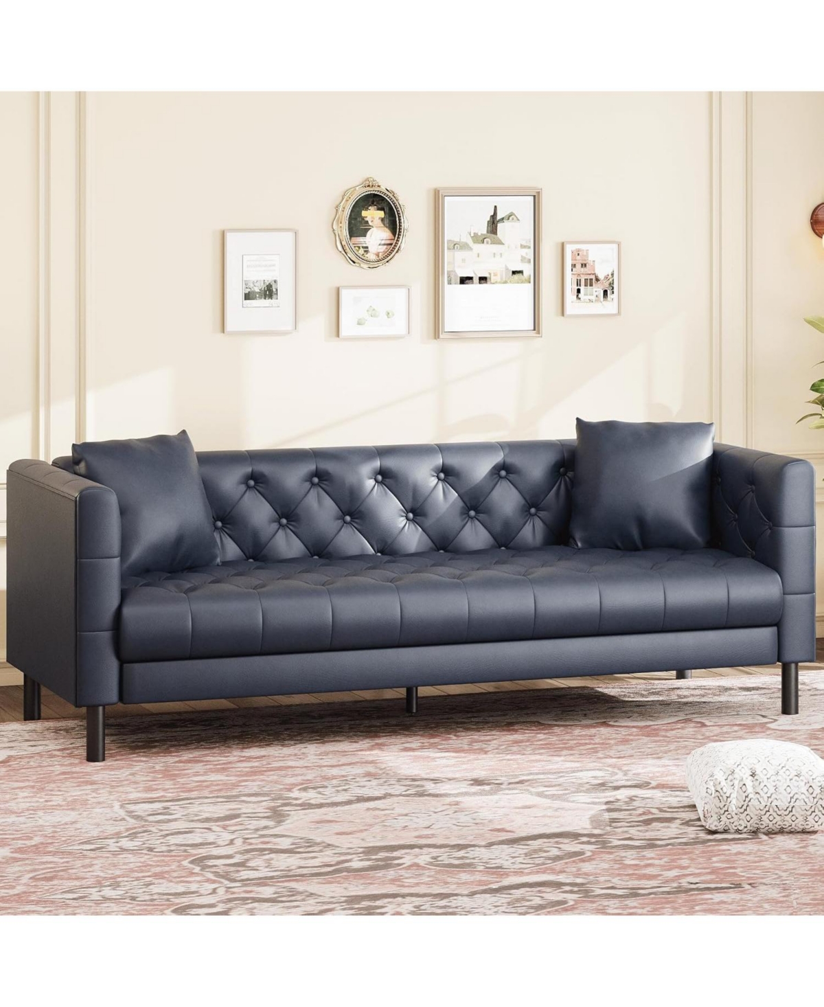 Click here for gaomon 81 Mid-Century Chesterfield Leather Sofa  B... prices