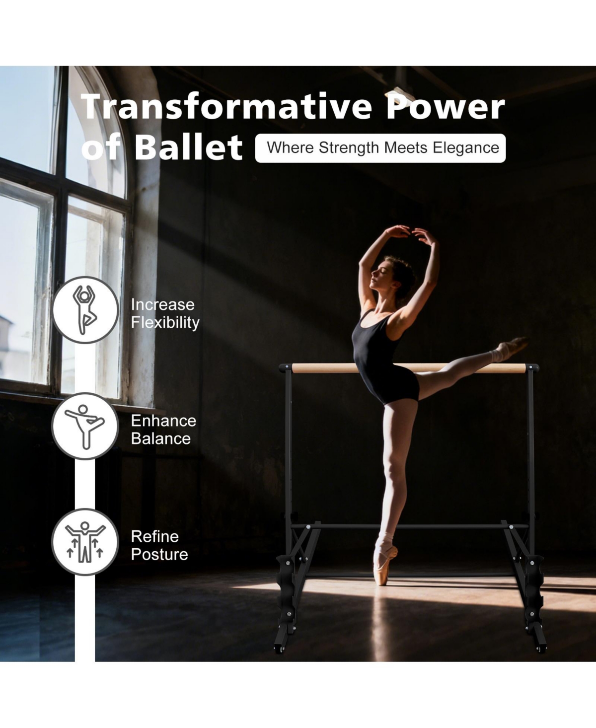 Click here for Zeny Solid Wood Ballet Barre With Adjustable Range... prices